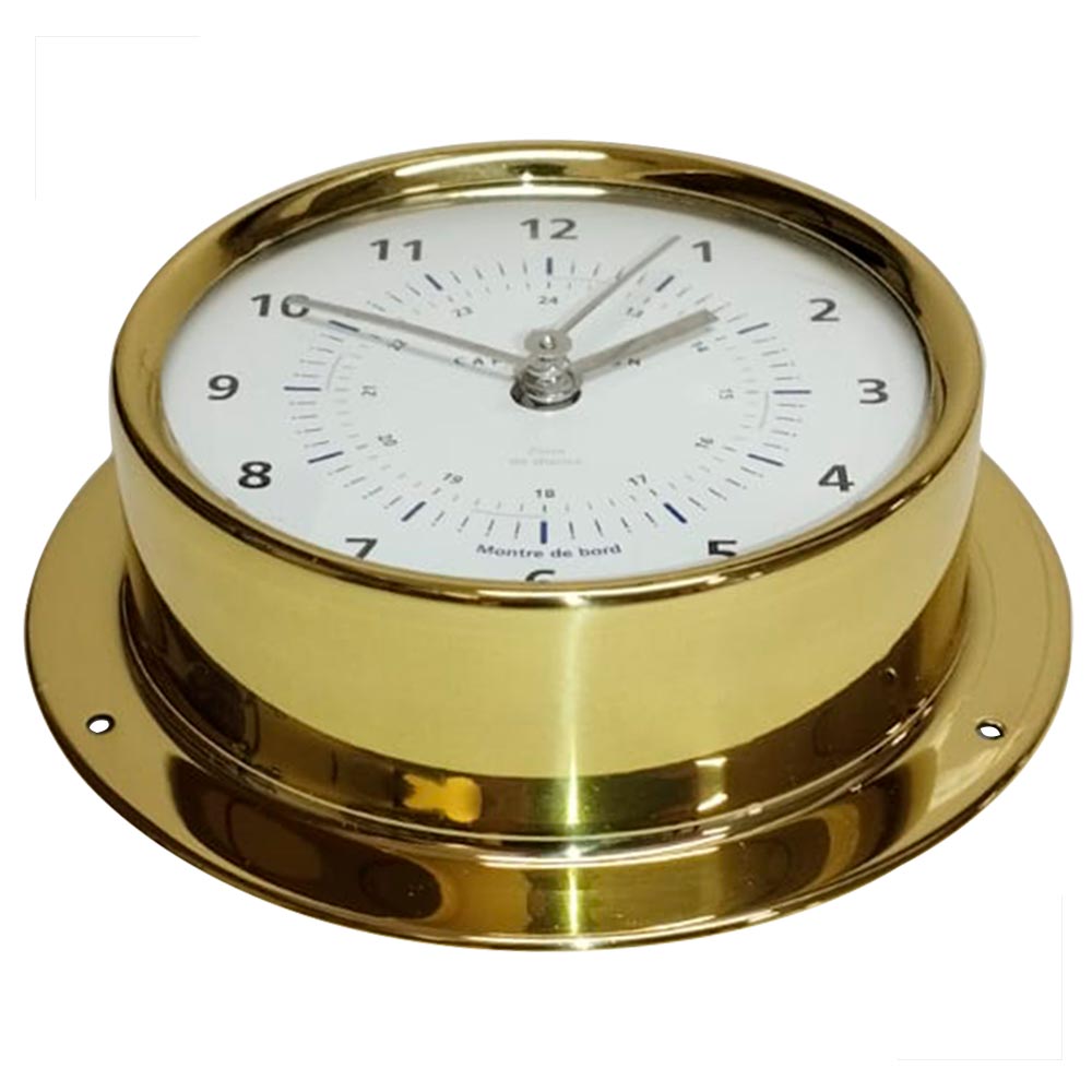 Relógio de Bordo Náutico em Latão Polido 110mm - Velamar Náutica
